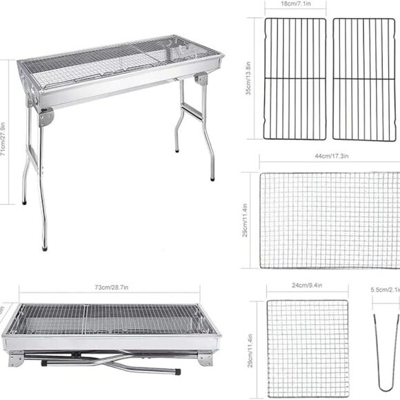 Uten | Party Supplies | Barbecue Charcoal Grill Stainless Steel Folding Portable Bbq Tool Kits ...